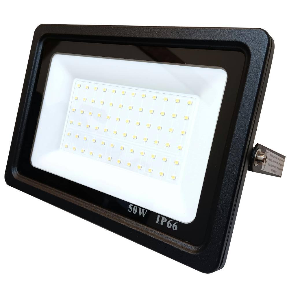 J&H LED 350-Watt Equivalent Integrated Black Outdoor LED Flood Light ...