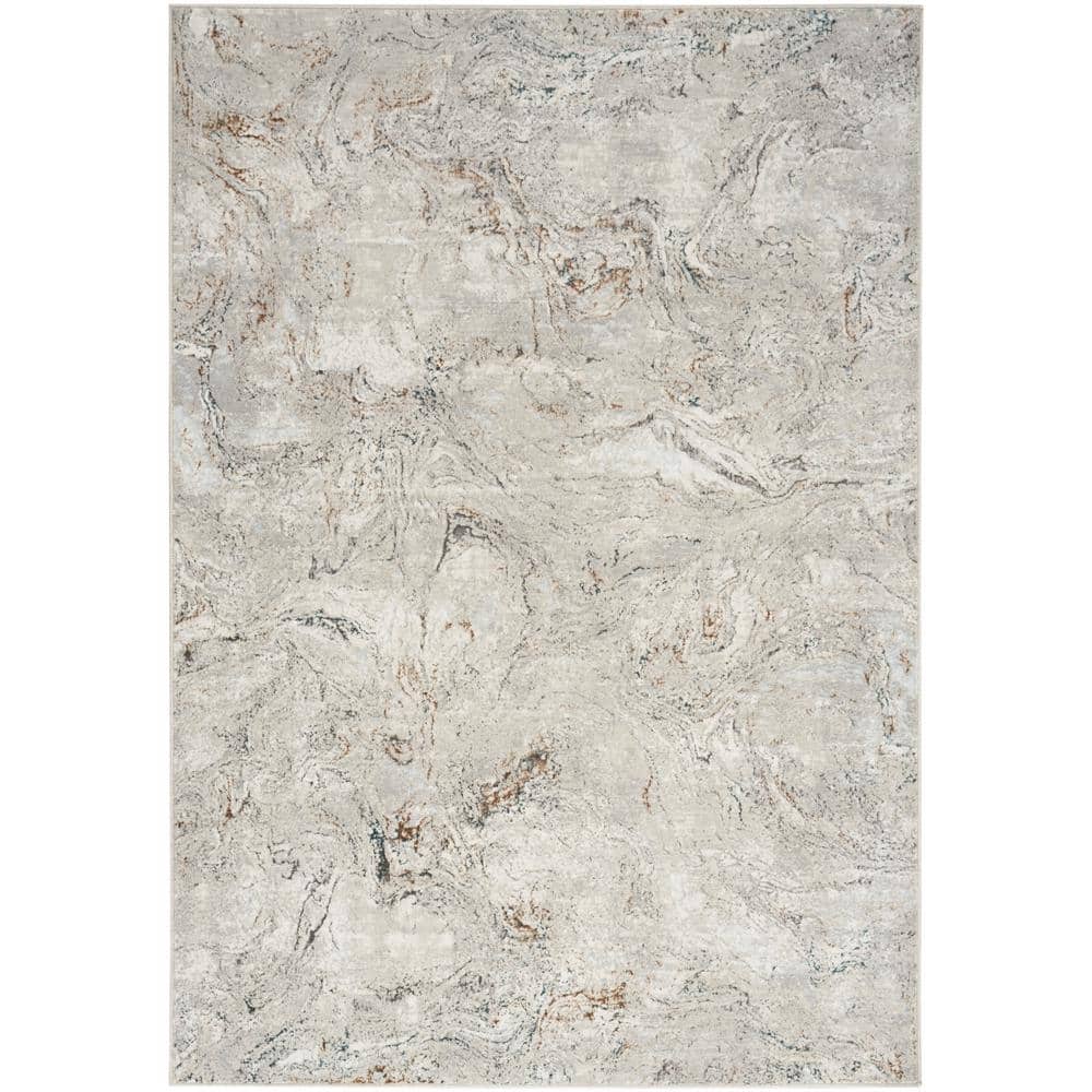 Nourison Glam Grey Multicolor 4 ft. x 6 ft. Abstract Contemporary Area ...