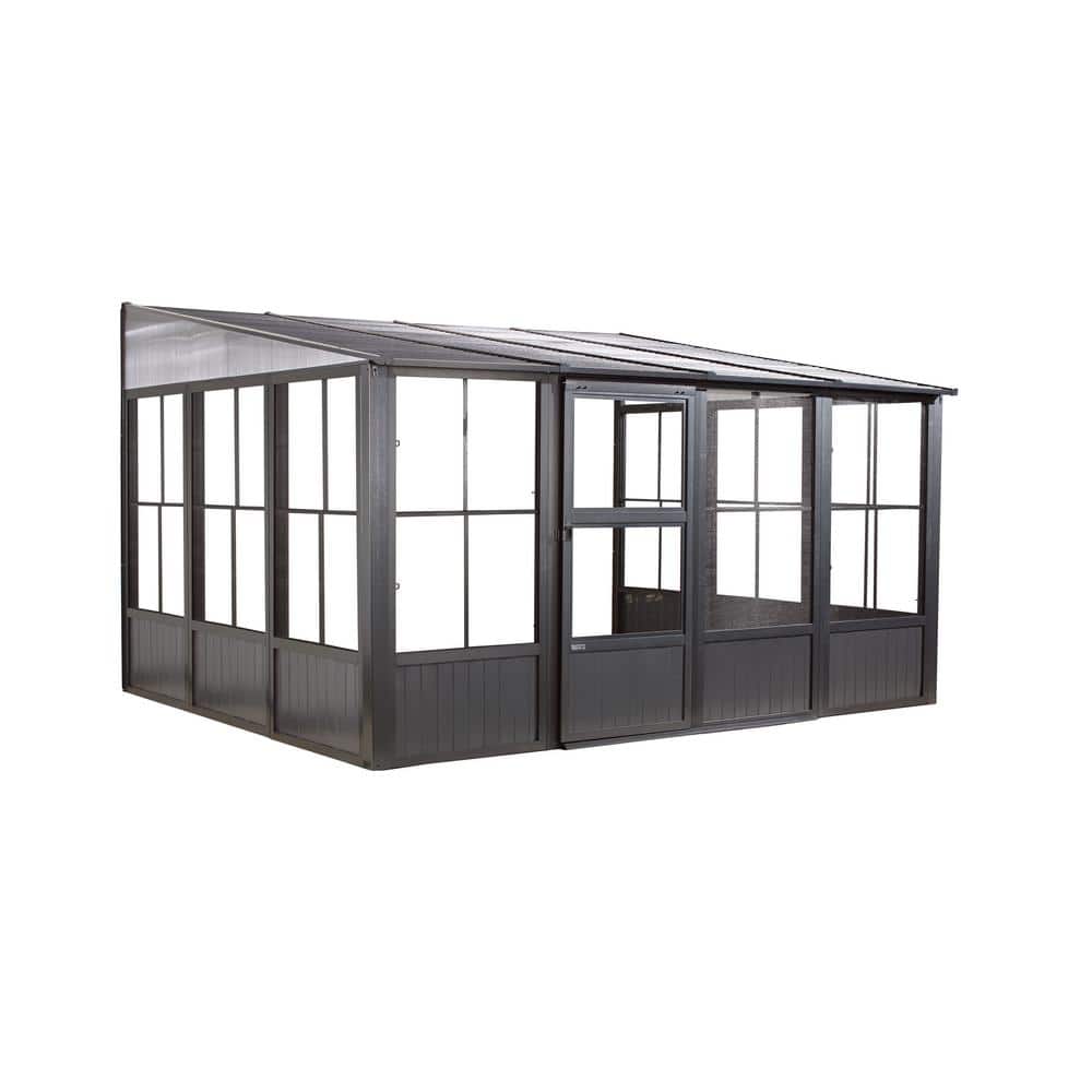 Sojag 10 ft. D x 13 ft. W Charleston Aluminum Wall-Mounted Solarium in ...
