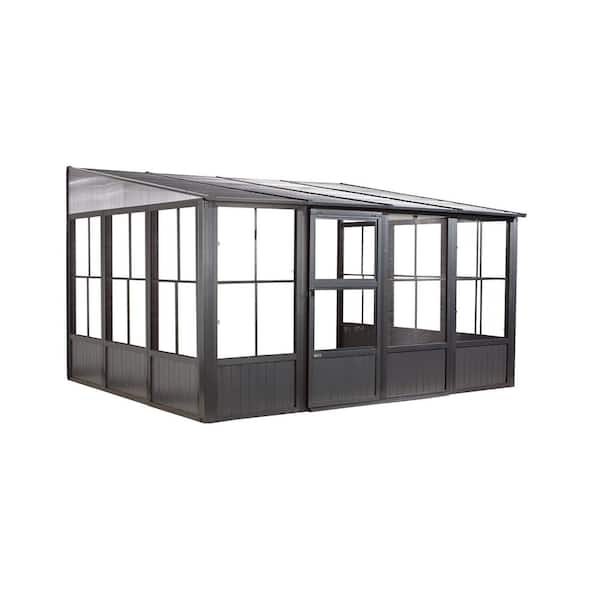 Sojag 10 ft. D x 13 ft. W Charleston Aluminum Wall-Mounted Solarium in ...
