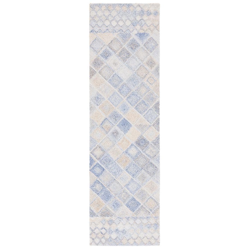 SAFAVIEH Abstract Blue/Gray 2 ft. x 8 ft. Geometric Diamond Runner Rug ...