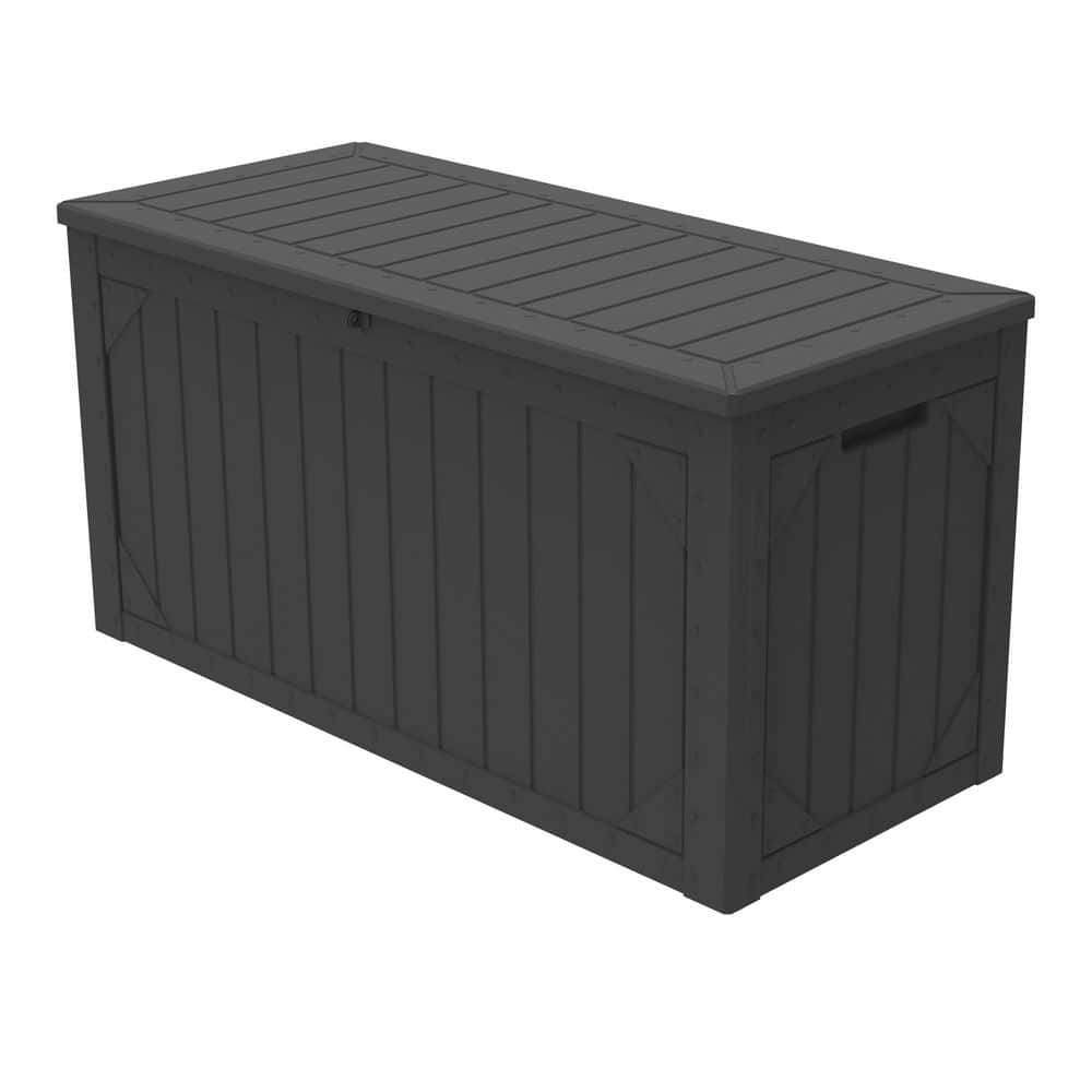 Decksplore 100 Gal. Outdoor Storage Box Grey Resin Deck Box ...
