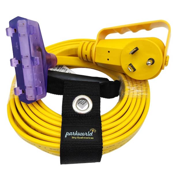 parkworld 25 ft. 10/3 30 Amp 125-Volt TT-30 to 3 x 5-15R Flat Generator ...
