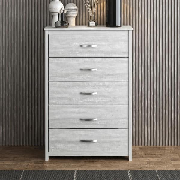 GALANO Layton Dusty Gray Oak 5 Drawer 31.5 in. Wide Chest of Drawer Sturdy Effortless Assembly with Interlocking Drawers SH GDIPU41026WA