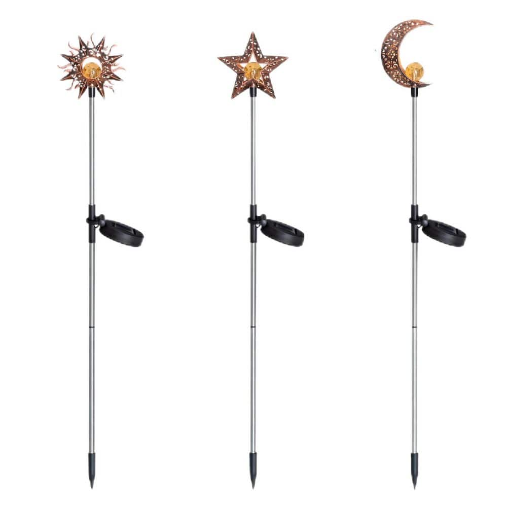 OGETFUUR Waterproof Solar Lights Outdoor Garden Decorations, Sun Moon ...