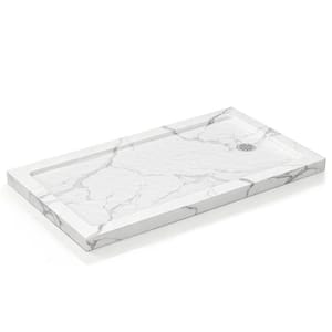 EASYWORC 54 in. L x 34 in. W Single/Double Threshold Alcove Shower Pan ...