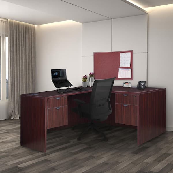 Regency Legacy 60 in x 65 in. Mahogany L Desk with Double Pedestal ...