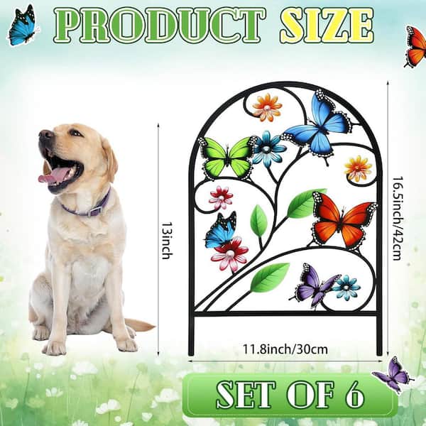 Oyezvary 23.2 in. Metal Garden Fence Decorative Rustproof Wire Panel ...