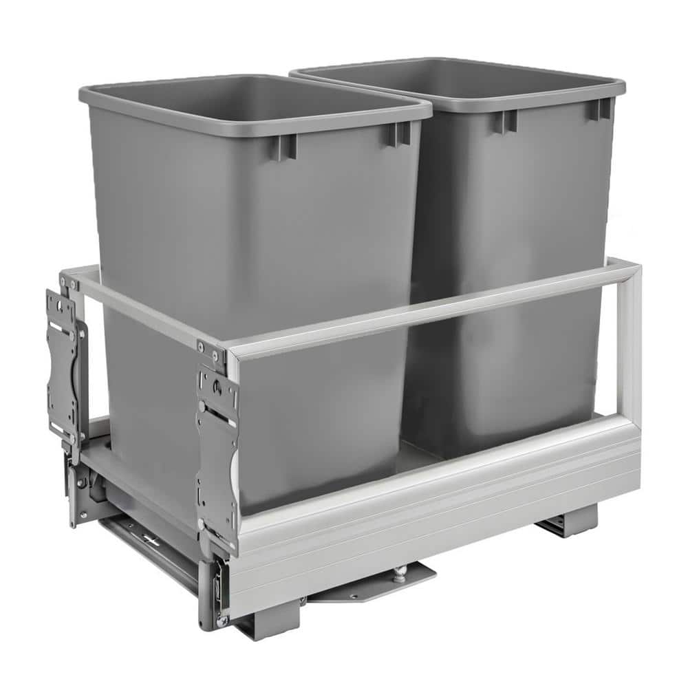 Rev-A-Shelf Silver Double Pullout Kitchen Trash Can 8.75 Gal., Rev-A ...