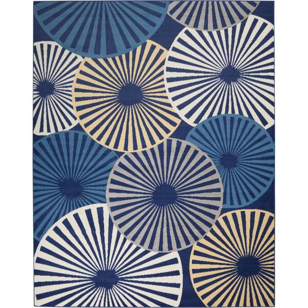Nourison Grafix Navy 8 ft. x 10 ft. Geometric Contemporary Area Rug 412003