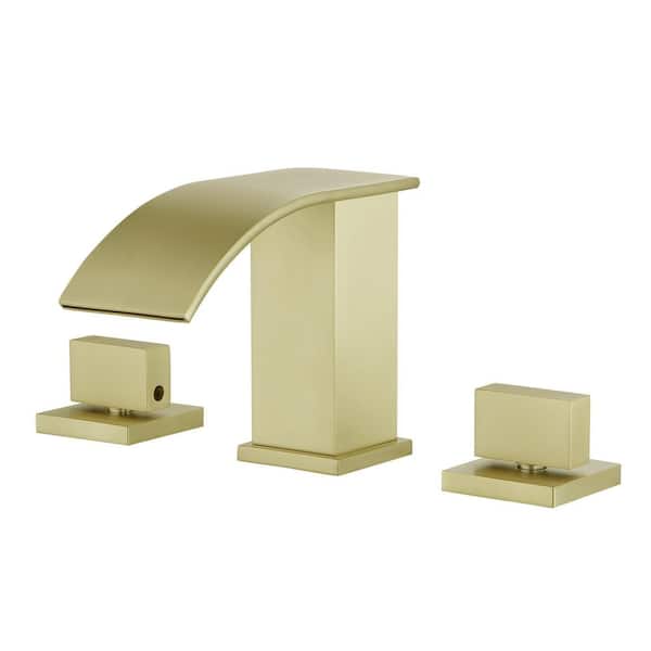 FLG 8 in. Widespread Double Handle Waterfall Bathroom Sink Faucet 3 ...
