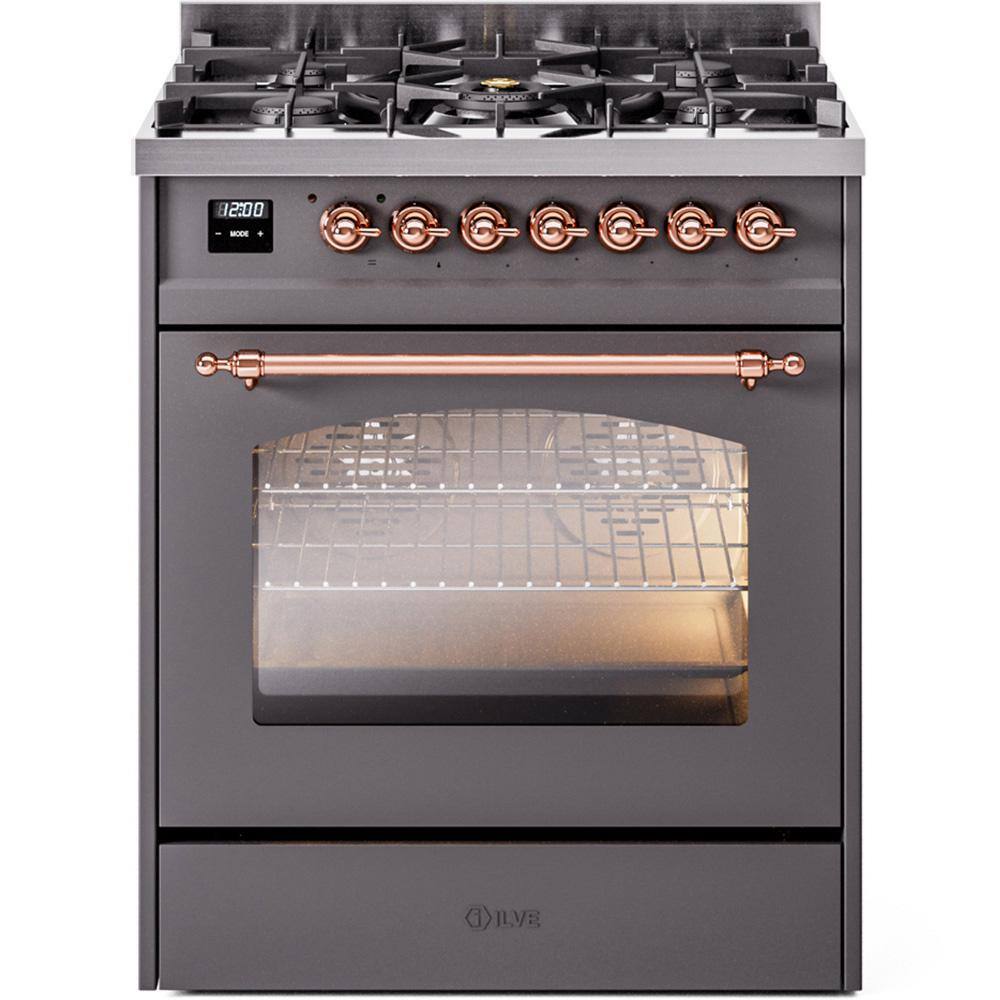 ILVE Nostalgie II 30 in. 5 Burner Freestanding Dual Fuel Liquid Propane ...