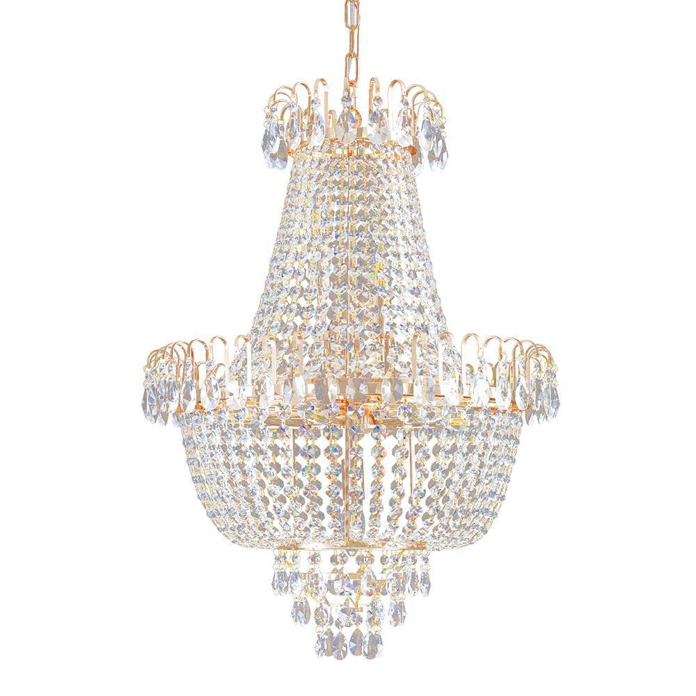 Lasaideal Crysia 22 in. 10-Light Gold Glam Empire Chandelier Light ...