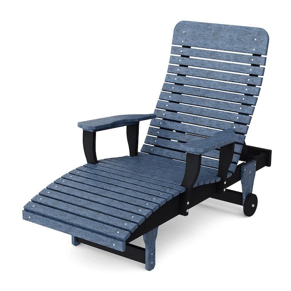 Wildridge Signature Patriot Blue and Black HDPE Plastic Outdoor Chaise ...