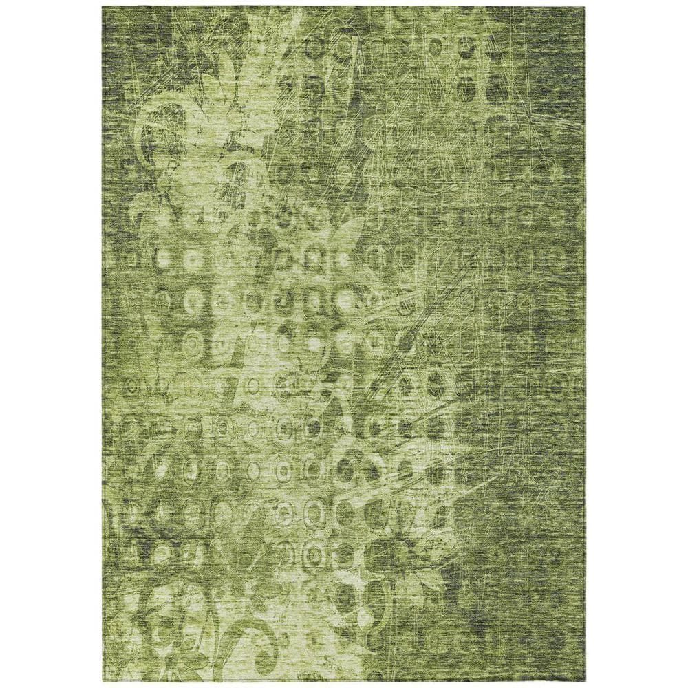 HomeRoots Olive Green 8 ft. x 10 ft. Woven Ikat Polyester Rectangle ...