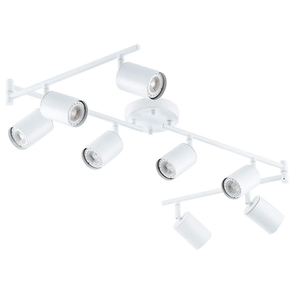 Merra 8-Light 4.5 ft. Matte White Ceiling Mounted Hardwired Track Lighting Kit with Adjustable ...