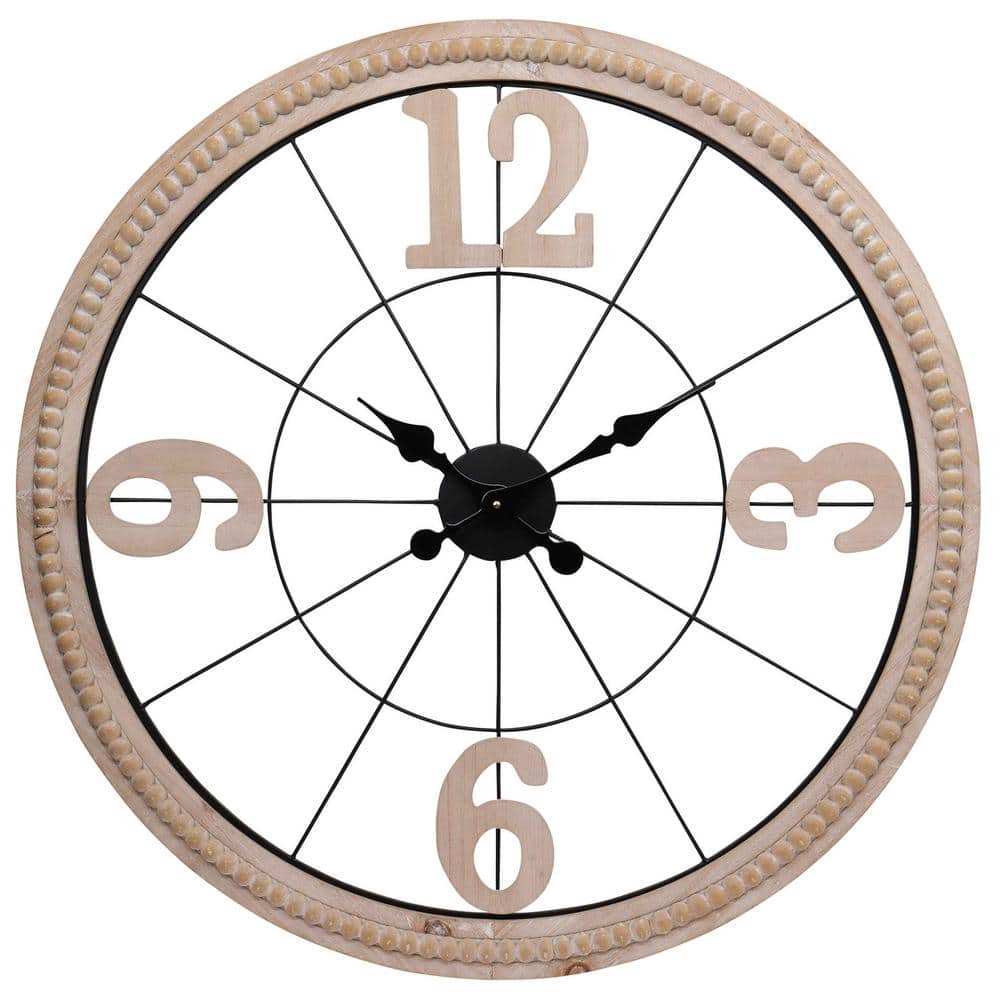 StyleCraft 31.5 in White Analog Wood Wall Clock WC2215DS - The Home Depot