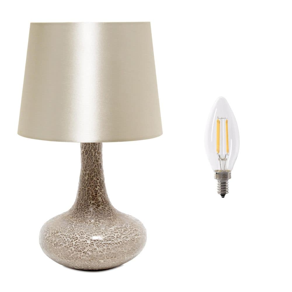 Simple Designs 14.17 in. Mosaic Tiled Glass Genie Table Lamp with LED ...