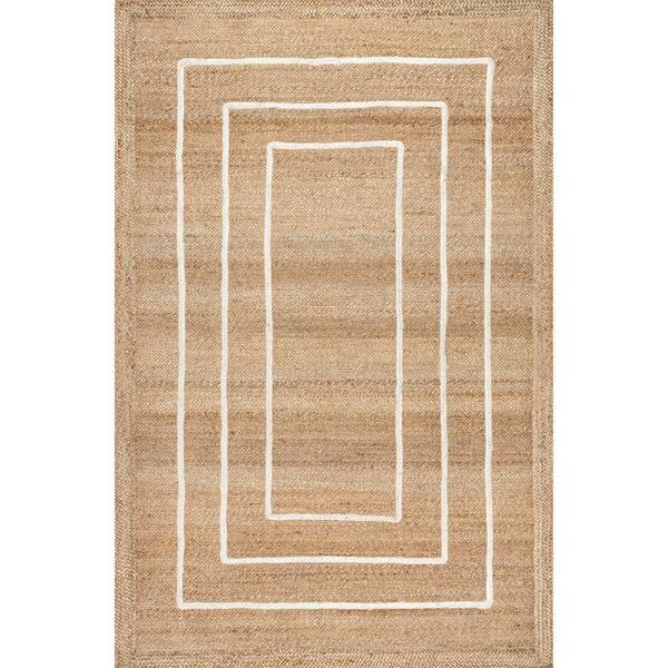 RUGS USA Lauren Liess Elemore Geometric Jute Ivory Doormat 3 ft. x 5 ft ...