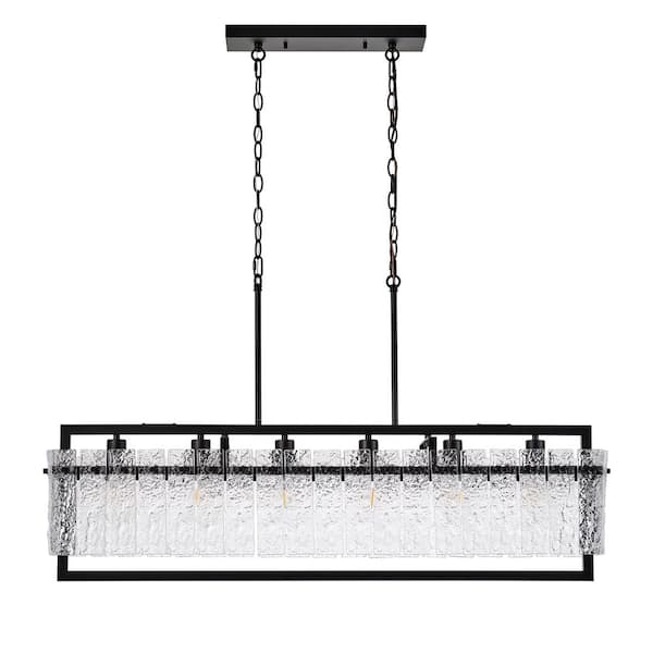 aiwen 42.13 in. 6-Light Modern Large Rectangle Black Chandeliers ...