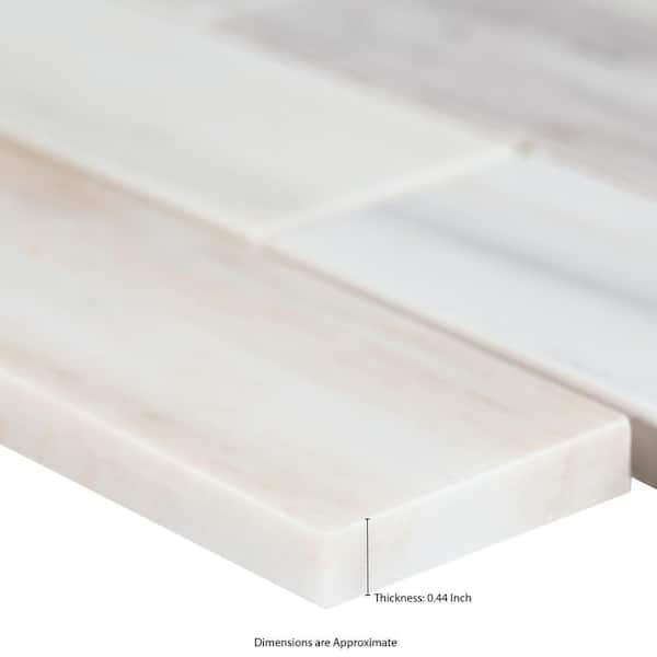 MSI Angora Subway 12 in. x 12 in. Polished Marble Mesh-Mounted Mosaic ...