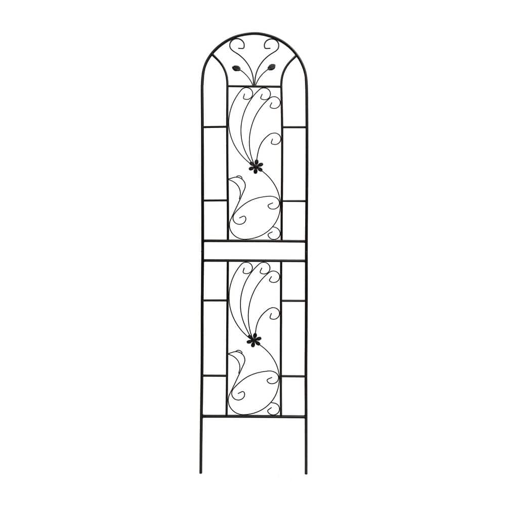 Black, 4-Pack Metal Garden Trellis 86.7 in. x 19.7 in. Rustproof ...