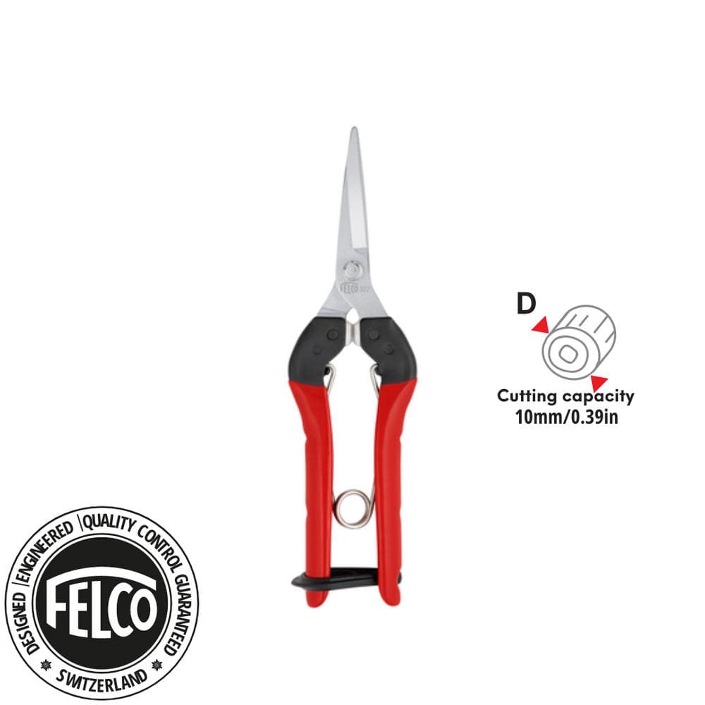 FELCO F322 7.5 in. Snip Pruning Shears with Bumpers, High Carbon Steel ...
