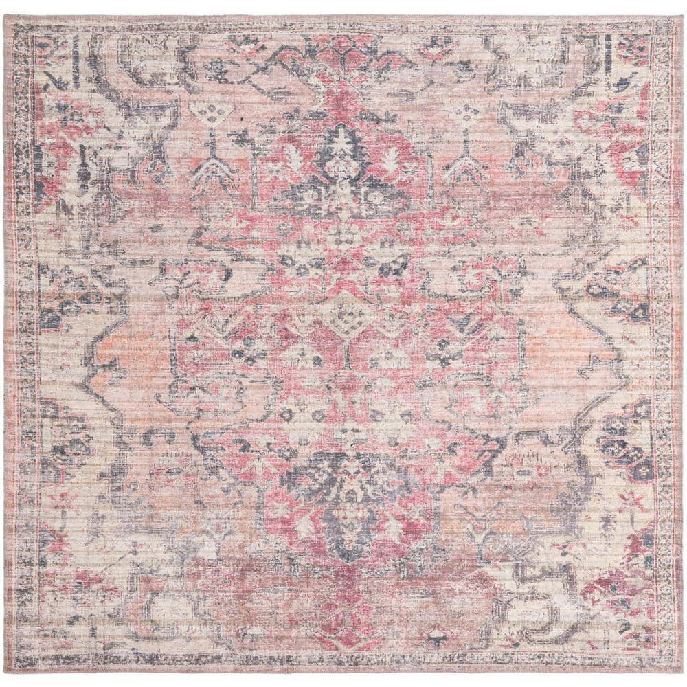 Unique Loom Nostalgia Meknes Beige Pink 8 ft. Square Machine Washable ...