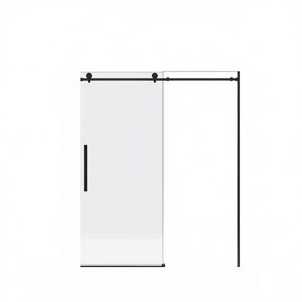 LIVACA 56 in.-60 in. W x 74 in. H Sliding Shower Door in Matte Black ...