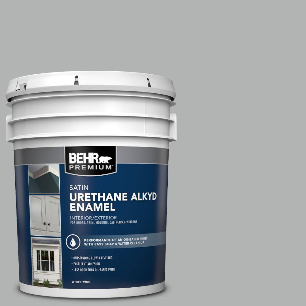 BEHR PREMIUM 5 gal. #PPU26-08 Silverstone Urethane Alkyd Satin Enamel ...