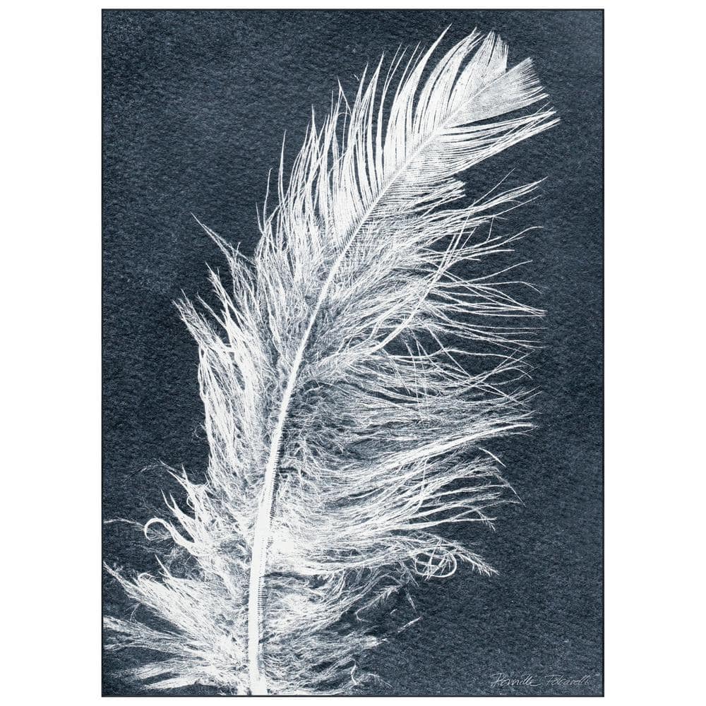 Empire Art Direct Blue and White 8 ft. x 10 ft. Feather I Dark Washable ...