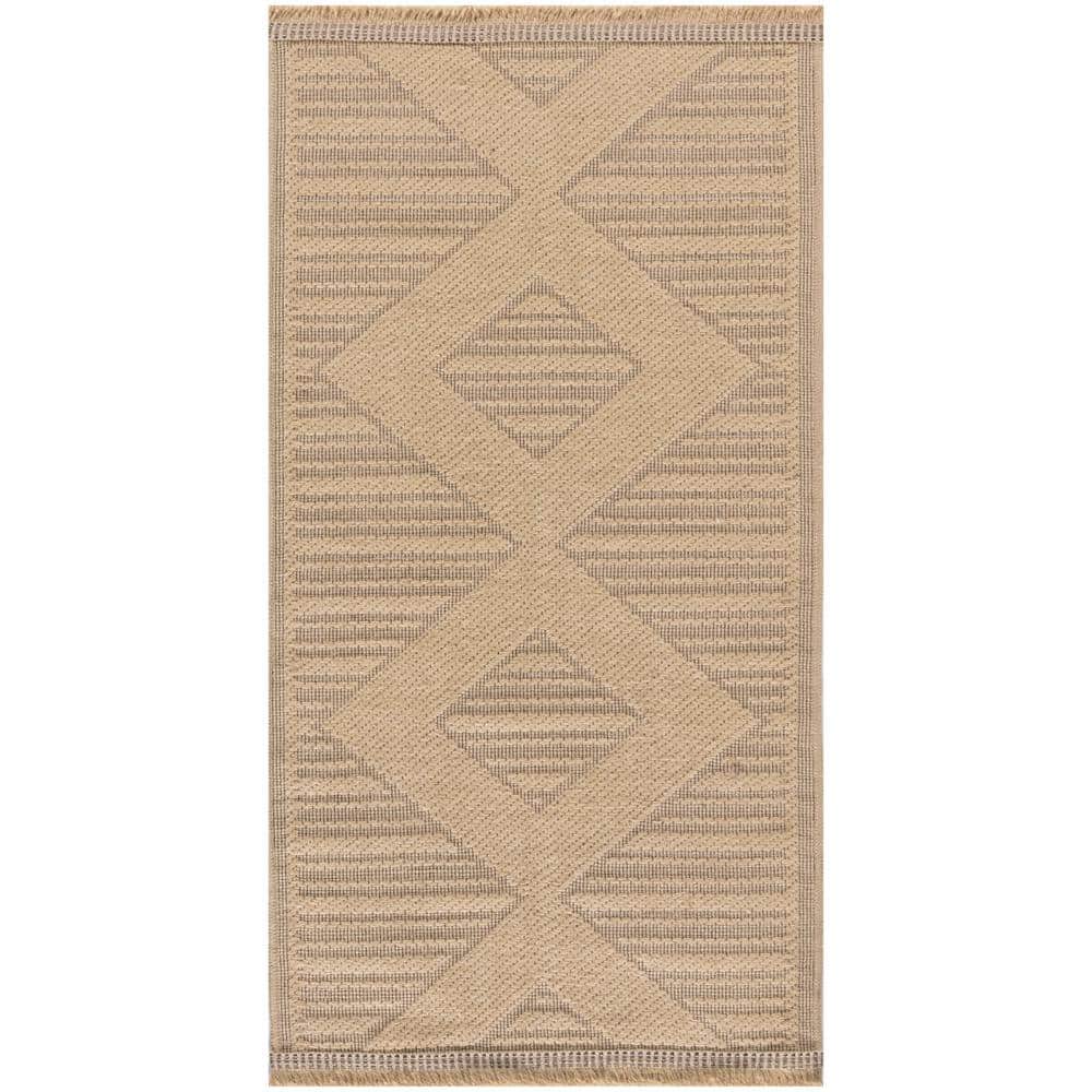 Nourison Washable Jute Natural Beige 2 ft. x 4 ft. Solid Diamond ...