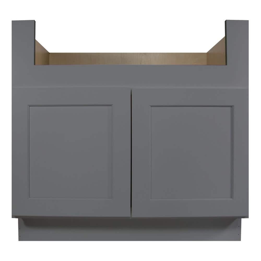 HOMEIBRO Grey Painted Shaker Style Ready to Assemble Farm Sink Base 36 ...