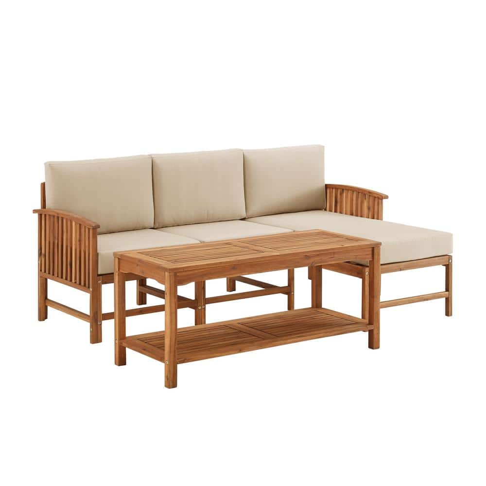 Welwick Designs Brown 4-Piece Acacia Classic Patio Sectional Seating ...