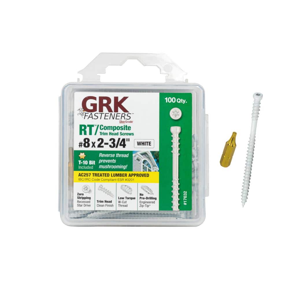 GRK Fasteners #8 x 2-3/4 in. Star Drive Trim-Head White RT Composite ...