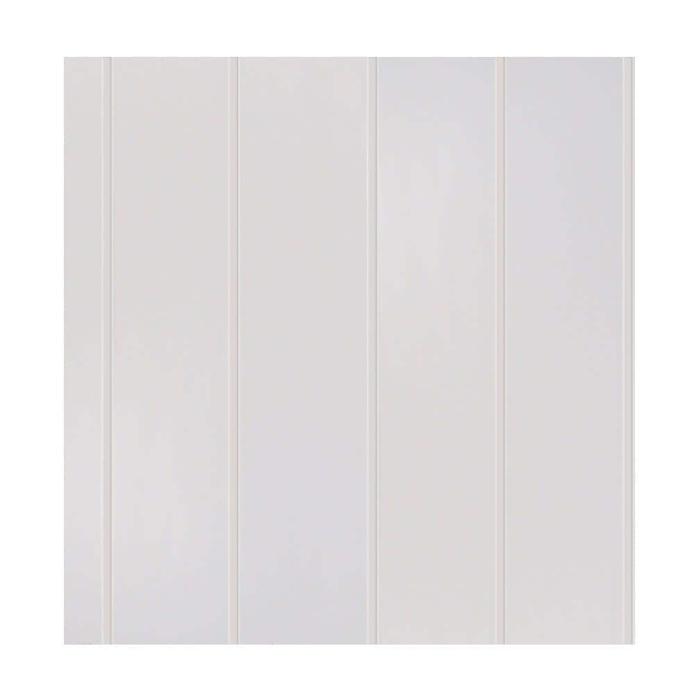 EUCATILE 3/16 in. x 48 in. x 96 in. HDF White V-Groove Panel 246-062 ...