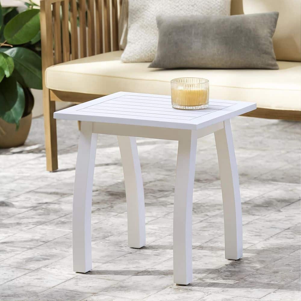 CHRISTOPHER KNIGHT HOME Lance White Square Solid Wood Outdoor Patio ...