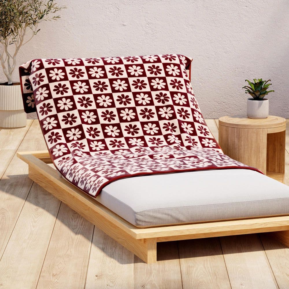 FRESHFOLDS Dark Terracotta / Light Terracotta Checkered Daisies 100% ...