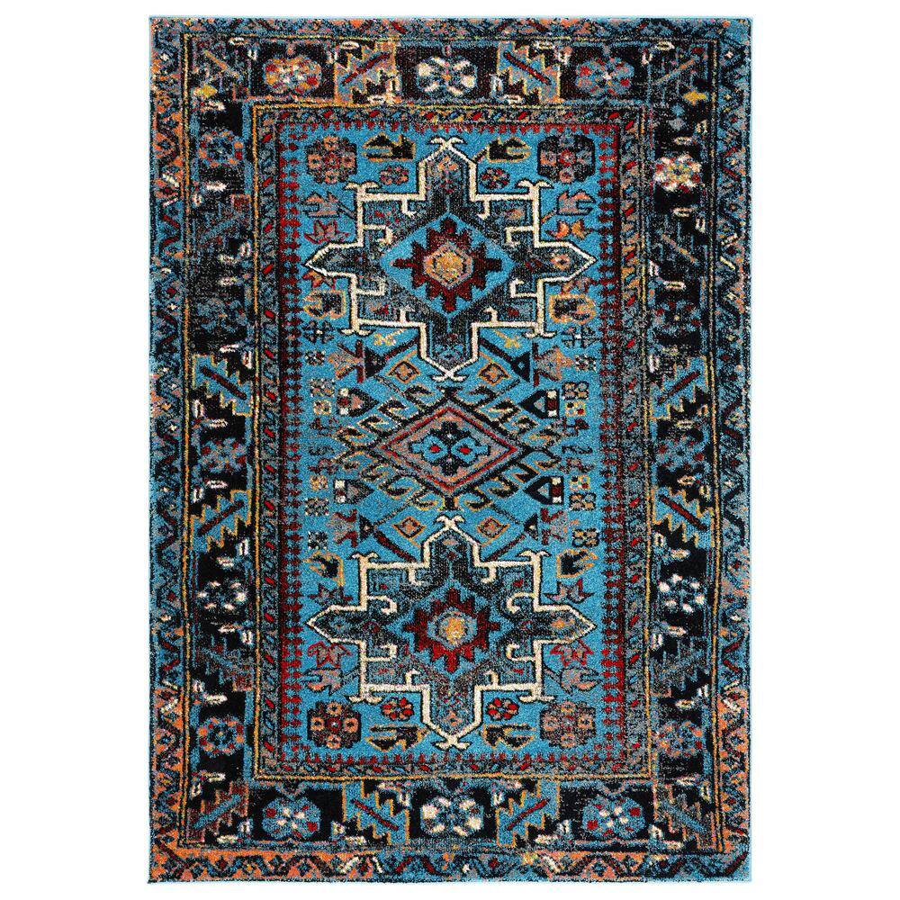 SAFAVIEH Vintage Hamadan Light Blue/Black 8 ft. x 10 ft. Floral Border ...