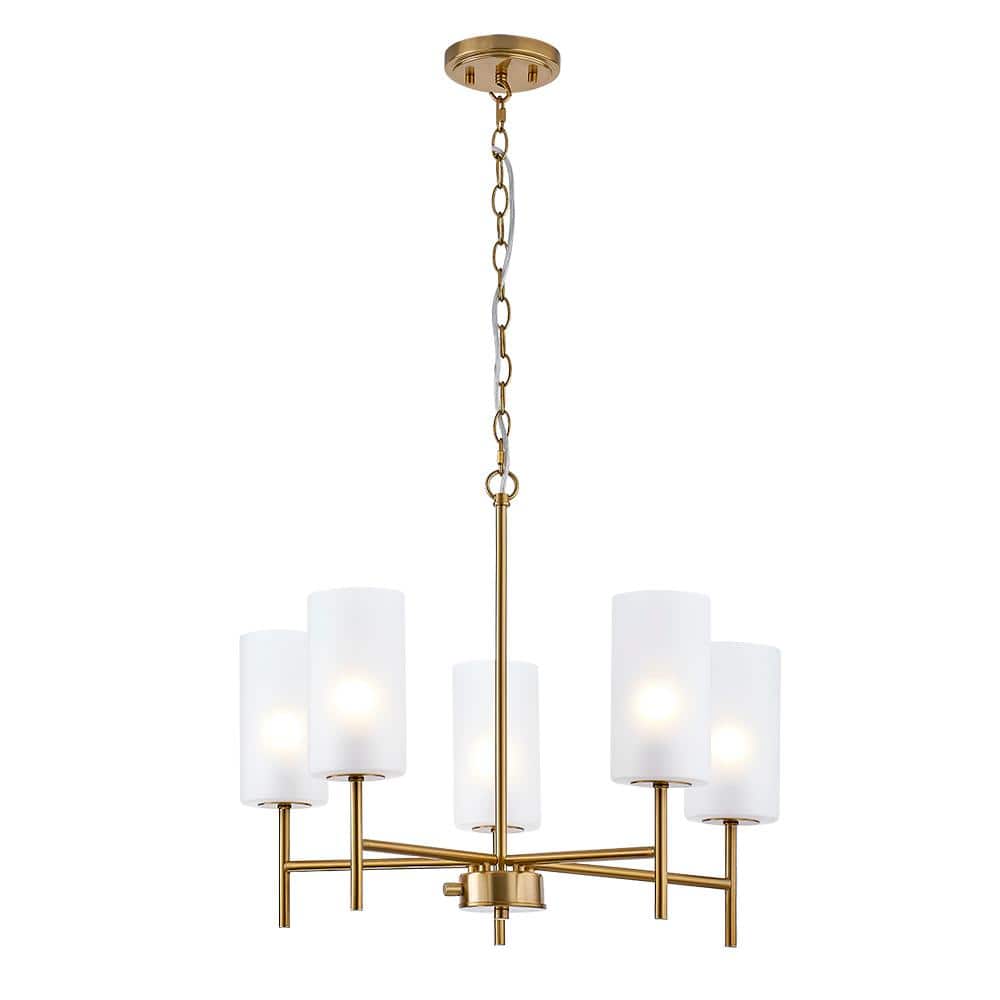 Home Decorators Collection 5 Light Modern Aged Brass Finish Chandelier ...