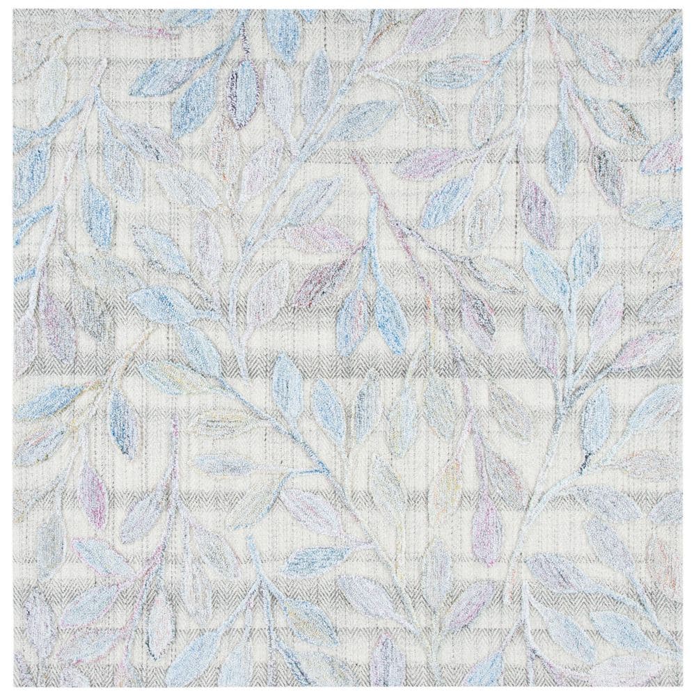 SAFAVIEH Southampton 6 ft. x 6 ft. Purple/Blue Leaves High-Low Square ...
