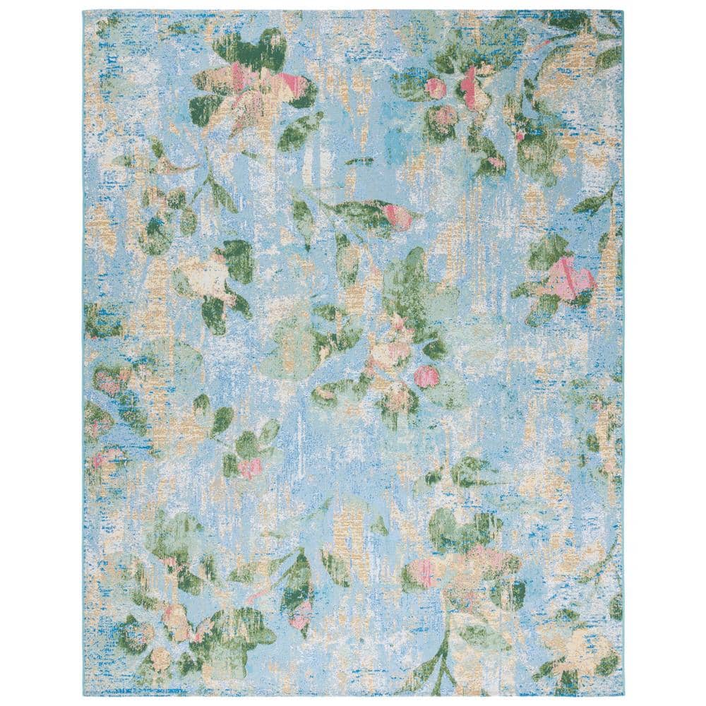 SAFAVIEH Barbados Light Blue/Green 10 ft. x 12 ft. Abstract Flower ...