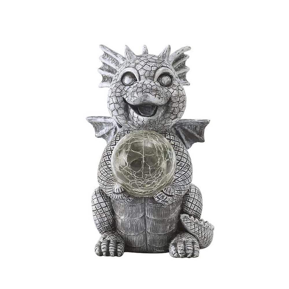 Gray Resin Solar Dragon Garden Statue Z0BCFV3CG1 - The Home Depot