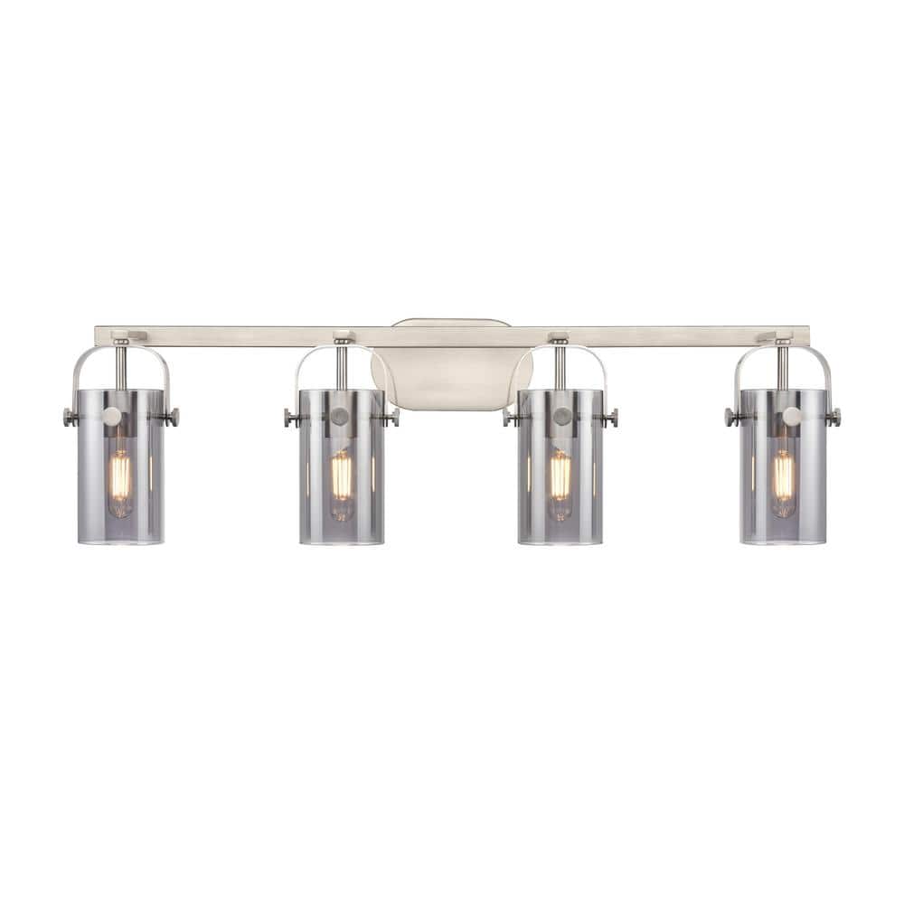 Innovations Pilaster II Cylinder 34.88 in. 4-Light Satin Nickel Vanity ...