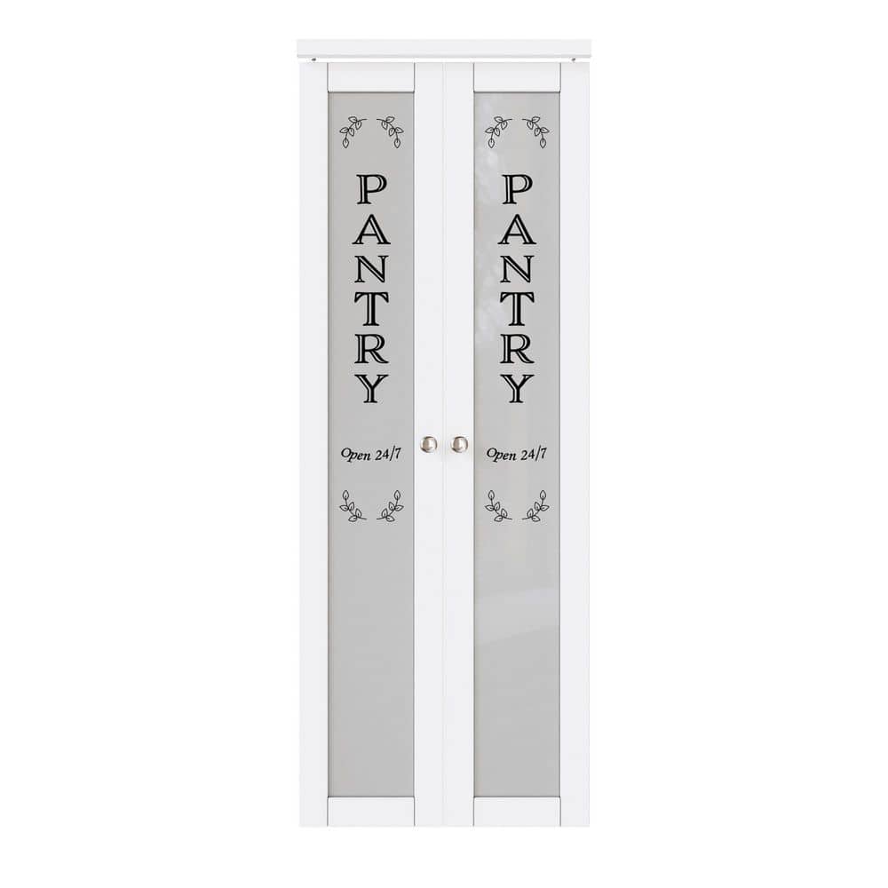 ARK DESIGN 32 in. x 80 in. 1-Lite Frosted Glass Solid Core White ...