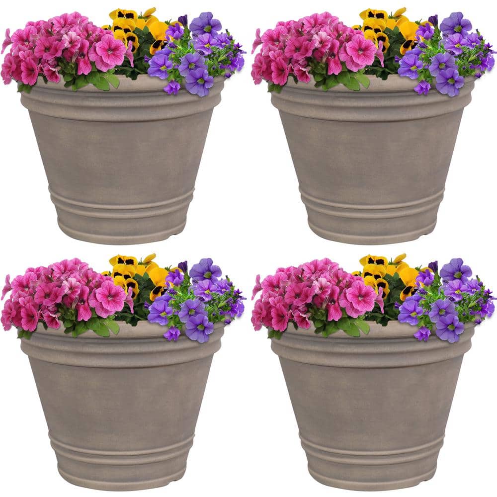 Sunnydaze Franklin 20 in. Beige Outdoor Resin Flower Pot Planter (4 ...