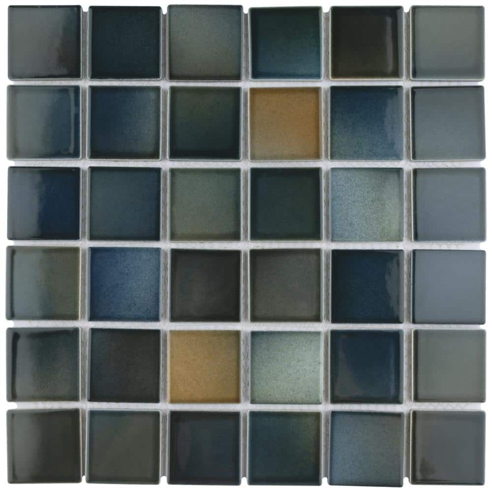 Merola Tile Squire Quad Brook 12-1/2 in. x 12-1/2 in. Porcelain Mosaic ...