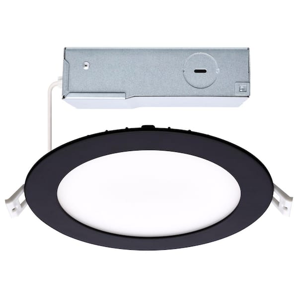 SATCO 6 in. Round Black Adjustable CCT Canless Direct Wire Dimmable ...