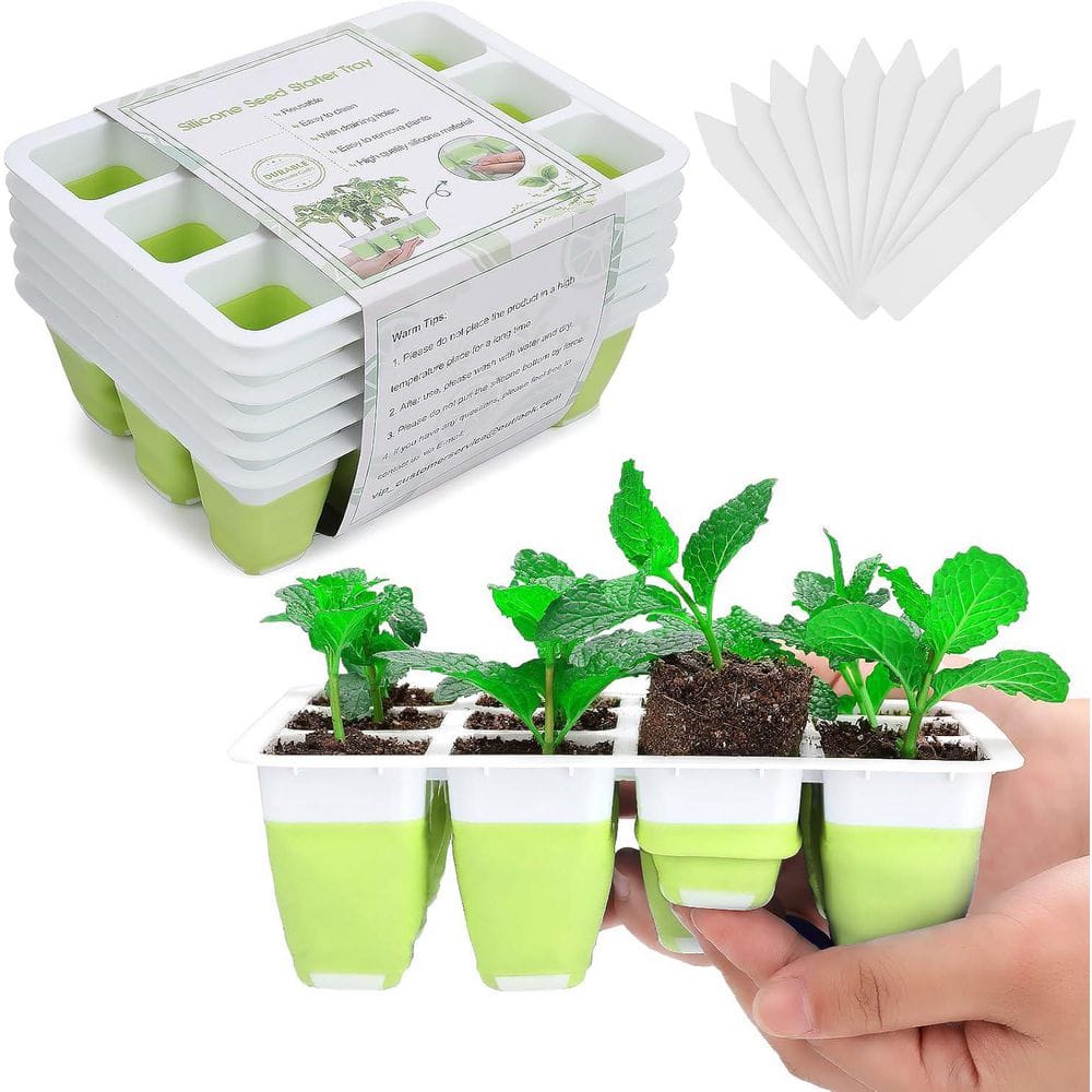 Phewnyzo 2-Piece Reusable Silicone Seed Starter Tray Kit with Flexible ...