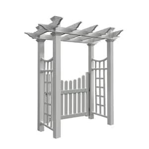 VITA Nantucket 102 in. x 28 in. Arbor with Gate, Vinyl, White VA84245 ...
